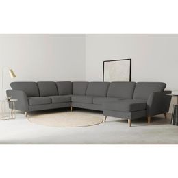 OTTO home Wohnlandschaft &raquo;MARSEILLE XXL 349cm, U-Form, Ottomane rechts/links w&auml;hlbar&laquo; Massivholzbeine Eiche, Landhausstil, Wellenunterfederung grau 