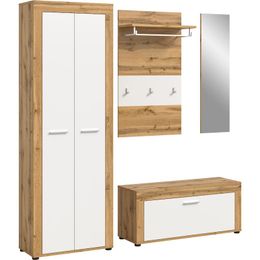 OTTO home Garderoben-Set &raquo;AOSTA, Breite 184cm, 4-teilige Garderobenkombination&laquo; Set, bestehend aus: Garderobenschrank, Sitzbank, Garderobenpaneel & 