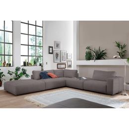 Musterring Ecksofa &raquo;LUCIA L-Form&laquo; in vielen Qualit&auml;ten und 4 verschieden N&auml;hten grau Flachgewebe FLORIS (100% Polyester);Flachgewebe VALMONT (60% Baumwolle/ 40% 