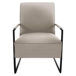 K+w Komfort & Wohnen K+W Komfort & Wohnen Cocktailsessel mit bezogenen Armlehnen, Gestell in Metall schwarz Struktur grau Leder Longlife BRONCO, B/H/T: 62cm x 77cm x 83cm