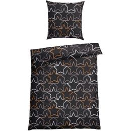 Schiesser Bettw&auml;sche &raquo;Lizzy aus weicher Baumwolle mit coolem Sterne-Print&laquo; 2 Stk. MADE IN GREEN by OEKO-TEX -zertifiziert grau Feinbiber, Obermaterial: 100% 