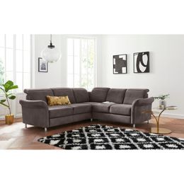 Sit & More sit&more Ecksofa &raquo;Darwin L-Form&laquo; inklusive Federkern, wahlweise mit Kopfteilverstellung, Schlaffunktion braun B/H/T: 249cm x 83cm x 229cm, Luxus-