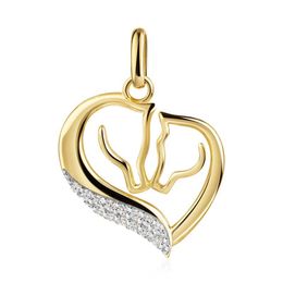 Firetti Damen Kettenanh&auml;nger &raquo;Schmuck Geschenk Gold 333 Halsschmuck Anh&auml;nger Pferde Herz&laquo; mit Zirkonia (synth.) gold Gelbgold 333, 1,05 g