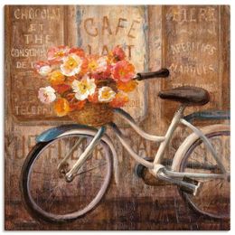Artland Leinwandbild &raquo;Triff mich im Cafe II&laquo; Fahrr&auml;der 1 Stk. tlg. auf Holzrahmen gespannt beige Leinwand B/H/T: 30cm x 30cm, Leinwandbild Fahrr&auml;der 