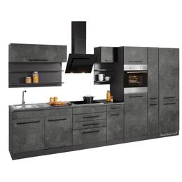 KOCHSTATION K&uuml;chenzeile &raquo;KS-Tulsa&laquo; mit E-Ger&auml;ten, Breite 360 cm, schwarze Metallgriffe, MDF Fronten bunt B/H/T: 360cm x 60cm