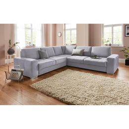 Sit & More sit&more Ecksofa &raquo;Santorini L-Form&laquo; mit Federkern und Sitztiefenverstellung, wahlweise mit Schlaffunktion grau Struktur (100% Polyester);Struktur fein