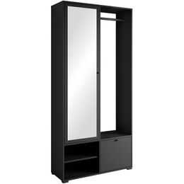 Home Affaire Garderobenschrank &raquo;DINO Kompaktgarderobe, Garderoben-Set DINO&laquo; Mit Spiegel und Kleiderstange, 90 cm breit, T&uuml;ranschlag wechselbar schwarz