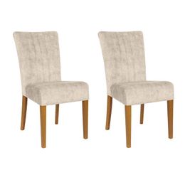 Home Affaire 4-Fu&szlig;stuhl (Set) 2 Stk.vertikale N&auml;hte in der R&uuml;ckenlehne beige Massivholz, Polyester B/H/T: 46cm x 93cm x 64cm, 2 Stk., Samtvelours, 