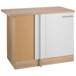 Optifit Eckunterschrank &raquo;Kalmar&laquo;, Planungsma&szlig; 110 x 60 cm wei&szlig; Eiche-hell s&auml;gerau, B/H/T: 100cm x 85cm x 60cm, T&uuml;ren: 1 Stk.