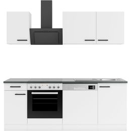 Optifit K&uuml;chenzeile &raquo;Palma&laquo; Breite 210 cm, wahlweise mit E-Ger&auml;ten, seitenverkehrt stellbar wei&szlig; B/H/T: 210cm x 60cm, ohne E-Ger&auml;te
