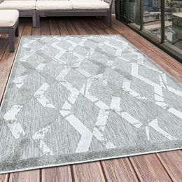 Ayyildiz Teppiche Outdoorteppich &raquo;BAHAMA 5158&laquo; rechteckig 8 mm H&ouml;he L&auml;ufer, Flachflor mit Hoch-Tief-Struktur, In-und Outdoor geeignet grau Polypropylen B : 80cm 1 Stk.,