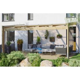 Skan Holz Terrassendach &raquo;Novara&laquo; BxT: 557x259 cm beige Fichtenholz, Leimholz, Polycarbonat (PC) B/H/T: 557cm x 274cm x 259cm, naturbelassen