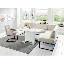 exxpo - sofa fashion Eckbank &raquo;Affogato, hoher Sitzkomfort, bequem&laquo; Frei im Raum stellbar silber Struktur: Webvelour 100% Polyester B/H/T: 197cm x 82cm