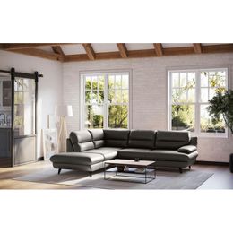 COTTA Ecksofa &raquo;Pike L-Form, B: 266 cm&laquo; optional Schlaffunktion & Bettkasten grau GEDECKTES RINDSLEDER B/H/T: 266cm x 90cm x 217cm, Leder PAMPAS, 
