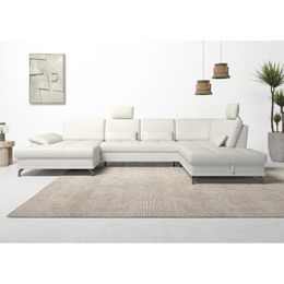OTTO home Wohnlandschaft &raquo;Costello U-Form, B: 363 cm mit Sitztiefen-, Armteilverstellung &&laquo; 3 Nierenkissen, optional Schlaffunktion & Bettkasten wei&szlig; 
