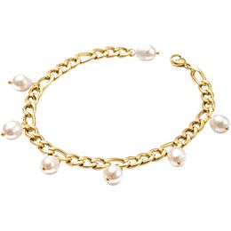 Firetti Fu&szlig;kette mit Anh&auml;nger &raquo;Schmuck Geschenk K&ouml;rperschmuck&laquo; mit S&uuml;&szlig;wasserzuchtperle gold Edelstahl Perlen Fu&szlig;kette mit Anh&auml;nger
