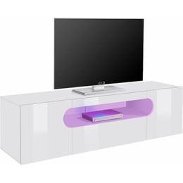 Home Affaire Lowboard &raquo;Real,Lowboard,TV-Kommode,TV-M&ouml;bel,Breite 150 kompl. hochglanz lackiert&laquo; mit 2 abgerundeten T&uuml;ren,1 Klappe,die ein ovales 