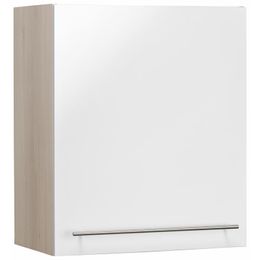 Optifit H&auml;ngeschrank &raquo;Bern&laquo; Breite 60 cm, 70 cm hoch, mit 1 T&uuml;r, mit Metallgriff wei&szlig; akaziefarben, B/H/T: 60cm x 70,4cm x 34,9cm, T&uuml;ren: 1 Stk.