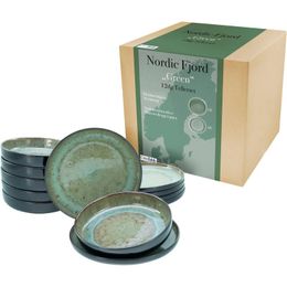 Creatable Teller-Set &raquo;Nordic Fjord&laquo; Tafelservice, 6 Speiseteller &Oslash; 26 cm, 6 Suppenteller &Oslash; 22,5 cm gr&uuml;n Steinzeug 12 Stk.