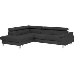 COTTA Ecksofa &raquo;Komaris L-Form, B: 249 cm&laquo; mit Kopfteilverstellung, optional Schlaffunktion, Bettkasten & Licht schwarz Microfaser PRIMABELLE (100% 
