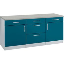 Wiho-K&uuml;chen wiho K&uuml;chen Unterschrank &raquo;Kiel&laquo; 180 cm breit blau B/H/T: 180cm x 85cm x 60cm, Schubladen: 3 Stk. T&uuml;ren: 2 Stk.