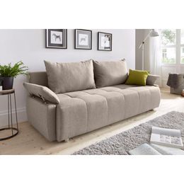 Collection AB Schlafsofa &raquo;Funtastic, B: 212 cm, Liegel. 145x187 cm&laquo; Schlaffunktion, Bettkasten, Armteilverstellung & Zierkissen, Federkern beige 