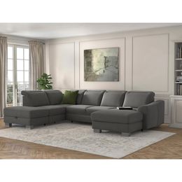 Sit & More sit&more Wohnlandschaft &raquo;Dundee U-Form&laquo; mit Federkern und Edelstahlf&uuml;&szlig;en, wahlweise mit Kopfteilverstellung grau B/H/T: 338cm x 86cm x 219cm, Struktur