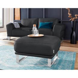 W.Schillig Hocker &raquo;montanaa&laquo; mit Metallkufen in Chrom gl&auml;nzend, Breite 71 cm schwarz B/H/T: 71cm x 42cm x 71cm, Longlife Xtra-Leder Z59