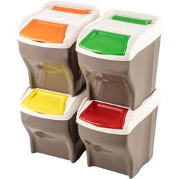M&uuml;lltrennsystem &raquo;Abfallsammler-Set POKER 4 PLUS&laquo; 4 Beh&auml;lter Made in Europe grau Polypropylen B/H/T: 30cm x 37,5cm x 40cm, 108 l