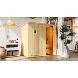 Weka Sauna &raquo;Elementsauna HALMSTAD 1&laquo; vorgefertigte Elemente, moderne Ganzglast&uuml;r beige Bio-Ofen, externe Steuerung, 4,5 kW