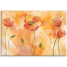 Artland Leinwandbild &raquo;Mohnkomposition&laquo; Blumen 1 Stk. tlg. auf Holzrahmen gespannt braun B/H/T: 130cm x 90cm, Leinwandbild Blumen, 1 Stk.