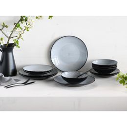 OTTO home Tafelservice &raquo;Teller Set, modernes Geschirr-Set, Service Gullak&laquo; mit Reaktivglasur, sp&uuml;lmaschinengeeignet & mikrowellengeeignet grau 