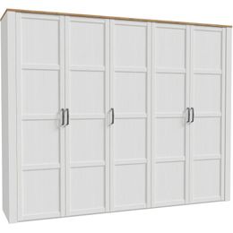 FORTE Kleiderschrank &raquo;Bohol&laquo; H&ouml;he 214 cm, 5t&uuml;rig, SoftClose wei&szlig; Riviera Eiche / Sibiu L&auml;rche hell, B/H/T: 265,6cm x 214cm x 59,6cm, T&uuml;ren: 5 Stk.