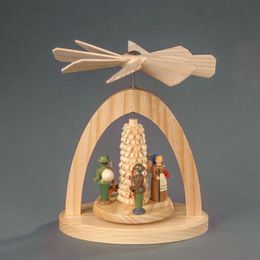 Albin Preissler Weihnachtspyramide &raquo;W&auml;rmespiel "F&ouml;rster mit Hund", Handwerkskunst aus dem Erzgebirge&laquo; Weihnachtsdeko aus Eschenholz beige Massivholz 13cm