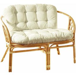 Home Affaire Sitzbank aus handgeflochtenem Rattan, mit Kissen gelb B/H/T: 110cm x 83cm x 69cm