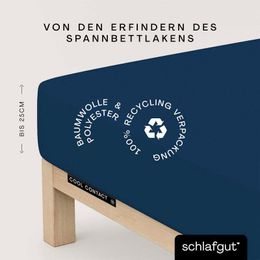 Schlafgut Spannbettlaken &raquo;Cool Contact&laquo; 100% gek&auml;mmte Mikrofaser blau Microfaser, Obermaterial: 100% Polyester B/L: 200cm, 1 Stk., Microfaser, 120-130x200 25cm