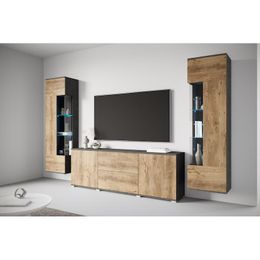 OTTO home Wohnwand &raquo;KENIA&laquo; Komplett-Set, 3 Stk. tlg. grau Holzwerkstoff B/H/T: 270cmcm x 161cmcm x 34cmcm