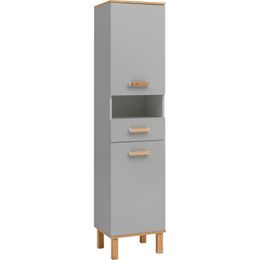 Schildmeyer Hochschrank &raquo;Padua&laquo; F&uuml;&szlig;e aus Massivholz grau Holzwerkstoff platingrau, B/H/T: 40,4cm x 178,5cm x 35cm, Schubladen: 1 Stk. T&uuml;ren: 2 Stk.
