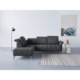 OTTO home Ecksofa &raquo;Fresh L-Form&laquo; Federkern, wahlweise Kopfteilverstellung und motorischer Vorziehsitz grau 98% Polyester 2% Polyamid B/H/T: 260cm x 