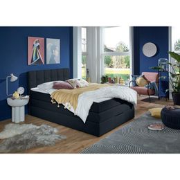 Home Affaire Boxspringbett &raquo;Fornoli&laquo; inkl. Topper und Bettkasten, H3 in zwei Matratzenarten grau Flachgewebe, Liegefl&auml;che B/L: 140cm x 200cm, Gewicht 