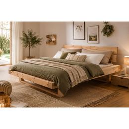 OTTO home Massivholzbett &raquo;Ultima, Balkenbett, Fichte oder Eiche Massivholz, FSC zertifiziert&laquo; Skandinavisches Designerst&uuml;ck, Robust, F&uuml;&szlig;e in Kufenform