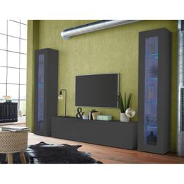 Home Affaire Vitrine &raquo;Maruska&laquo; 1 Stk. tlg. Glasvitrine, Stauraumvitrine, stehend und h&auml;ngend montierbar grau Holzwerkstoff B/H/T: 40cm x 180cm x 30cm
