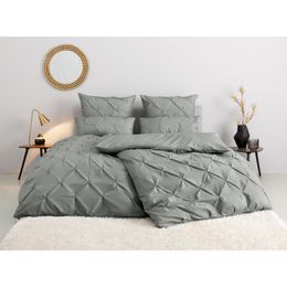 OTTO home Bettw&auml;sche &raquo;Elliant in Gr. 135x200 oder 155x220 cm&laquo; 2 Stk. Bettw&auml;sche aus Baumwolle, elegante Bettw&auml;sche mit Hochtief-Struktur grau Renforc&eacute;