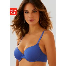 Lascana Damen Lascana Schalen-BH &raquo;, T-Shirt-BH, B&uuml;gel-BH, Ela - perfect basic&laquo; aus seidiger Microfaser, bequemer BH, gro&szlig;e Gr&ouml;&szlig;en blau 85, Cup C