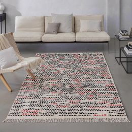 Wecon Home Teppich &raquo;London Red&laquo; rechteckig 11 mm H&ouml;he handgewebt, robust, strapazierf&auml;hig, skandinavisch, Naturfaser beige Schurwolle B : 80cm 1 Stk.,