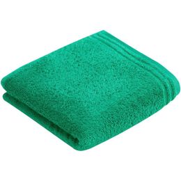 Vossen Badetuch &raquo;Calypso Feeling&laquo; mit schmaler Bord&uuml;re, aus 100% hochwerter Baumwolle, Vegan, einfarbig gr&uuml;n Walkfrottee, Obermaterial: 100% Baumwolle B/L: 
