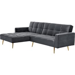 Jahnke Ecksofa &raquo;CHILLAX POSH CORNER&laquo; mit Schlaffunktion, wechselseitig montierbar, 244 x 150 cm grau B/H/T: 244cm x 85cm x 150cm, Samtstoff