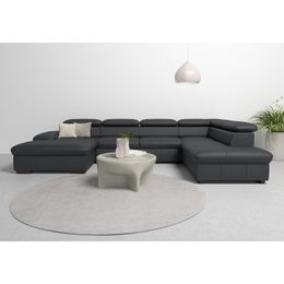 OTTO home Wohnlandschaft &raquo;Alberto U-Form, B: 350 cm, mit Kopfteilverstellung, XXL-Sofa&laquo; optional mit Schlaffunktion, Couch mit Lederoption schwarz 