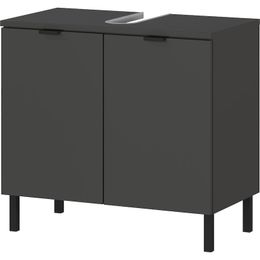 Germania Waschbeckenunterschrank &raquo;GW-Arcena&laquo; 1 Stk. tlg. mit Siphonausschnitt grau Holzwerkstoff Graphit, B/H/T: 60cm x 56cm x 34cm, T&uuml;ren: 2 Stk.