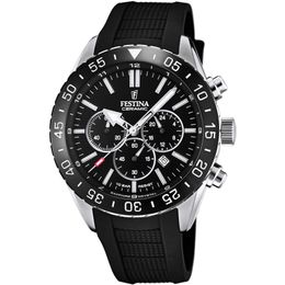 Festina Herren Chronograph &raquo;Keramik Kollektion&laquo; Armbanduhr, Quarz, Herren, Keramikl&uuml;nette, Saphirglas, Stoppfunktion schwarz Einheitsgr&ouml;&szlig;e